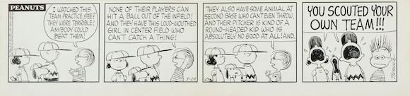 Bonhams : SCHULZ, CHARLES. 1922-2000. Original four-panel Peanuts comic ...