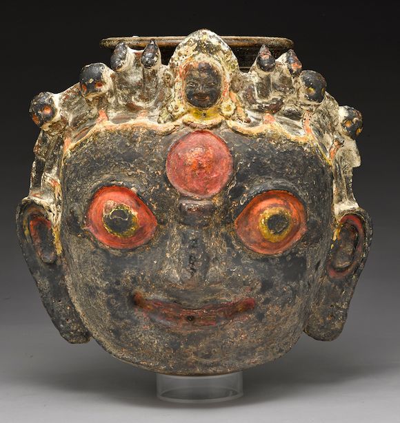 Bonhams : A large polychromed terracotta ritual pot Nepal, circa 17th ...