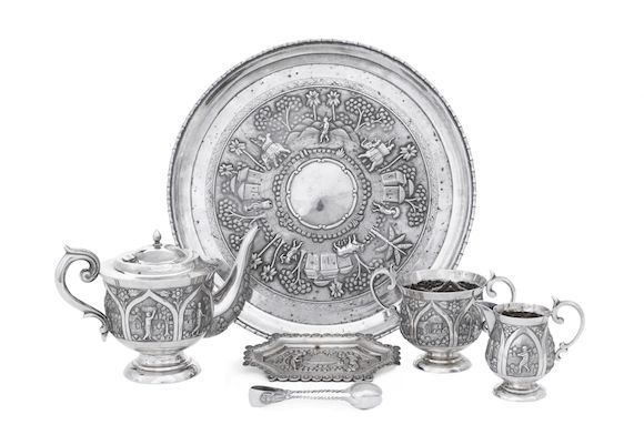 Bonhams : An assembled Indian Colonial silver six-piece tea service the ...