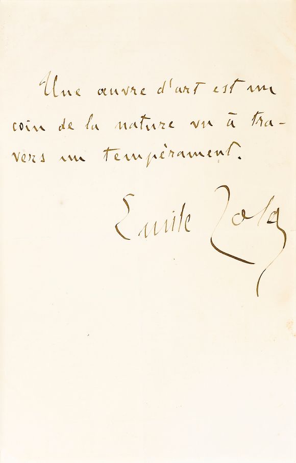 Bonhams : ZOLA, EMILE. 1840-1902. Autograph Quotation Signed (Emile ...
