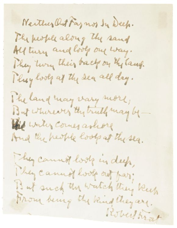 Bonhams : FROST, ROBERT. 1874-1963. Autograph Manuscript Signed ...