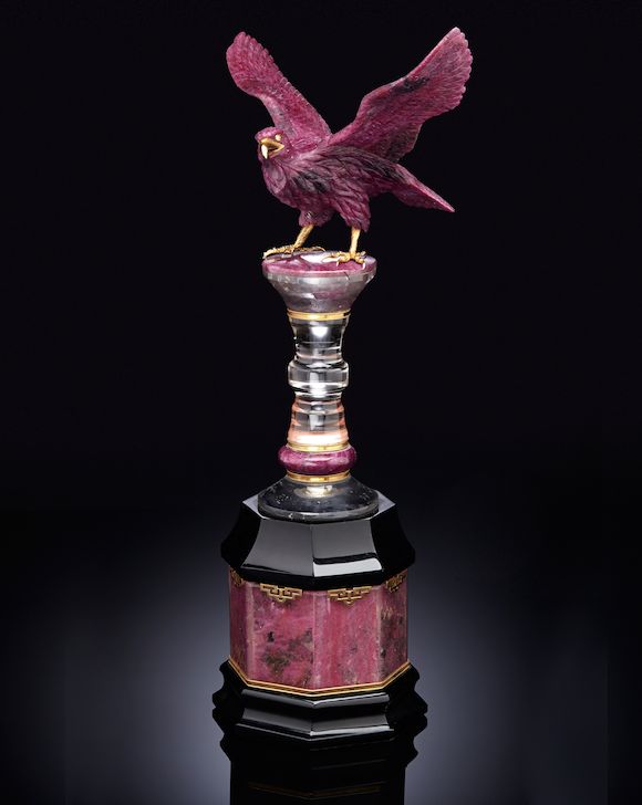 Bonhams : Magnificent Illuminated Carved Ruby Sculpture of an Eagle