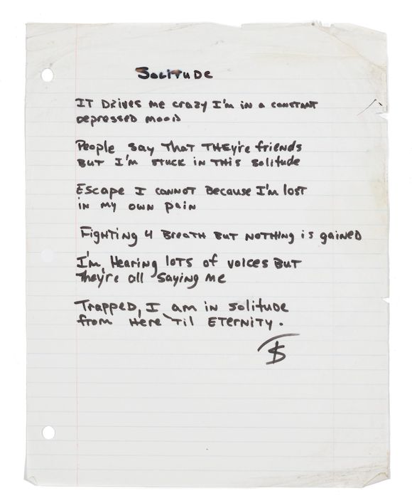 Bonhams : SHAKUR, TUPAC. 1971-1996. Autograph Manuscript Initialed (TS ...
