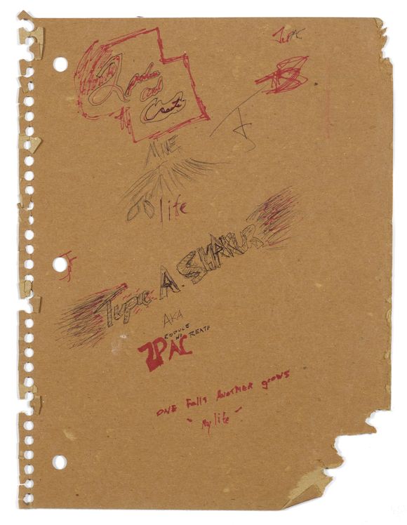 Bonhams : SHAKUR, TUPAC. 1971-1996. Autograph Manuscript Signed ("Tupac ...