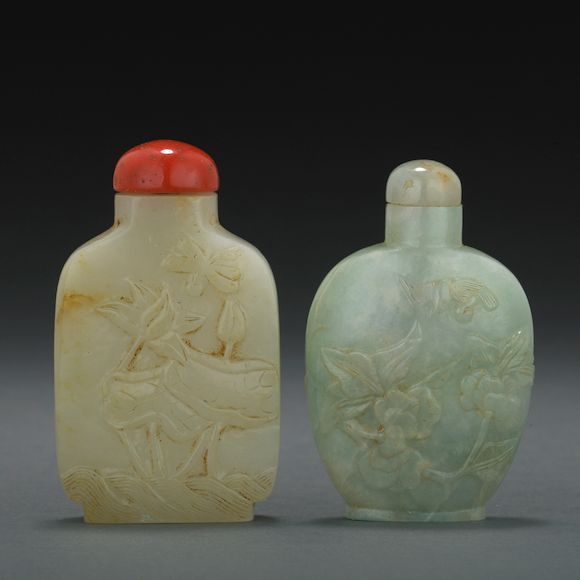 Bonhams : Two hardstone snuff bottles