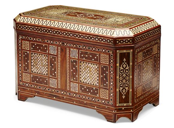 Bonhams : A Levantine shell and bone inlaid chest