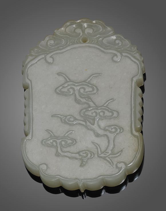Bonhams : A carved rectangular jade plaque Republic period