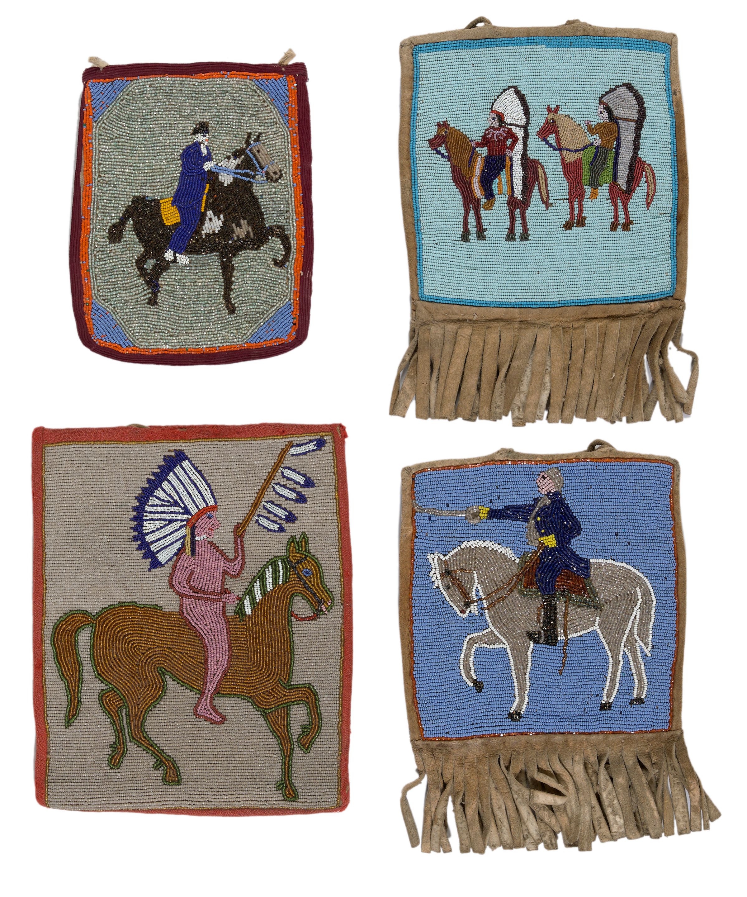 Bonhams : Three Plateau beaded bags