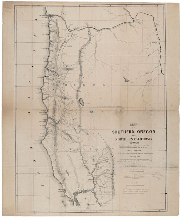 Bonhams : SCHOLFIELD, NATHAN. Map of Southern Oregon and Northern ...