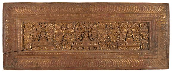 Bonhams : Two lacquered and gold painted wood manuscript covers Tibet ...