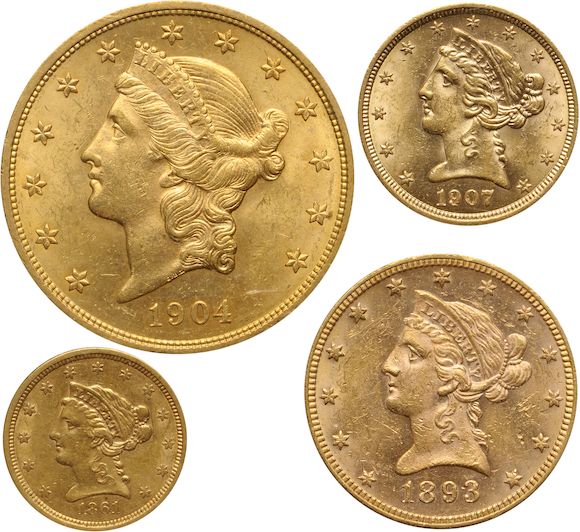Bonhams : U.S. Four Piece Gold Type Set
