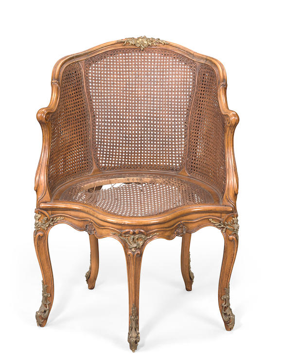 Bonhams A French Gilt Bronze Mounted Cane Paneled Beechwood Bergère