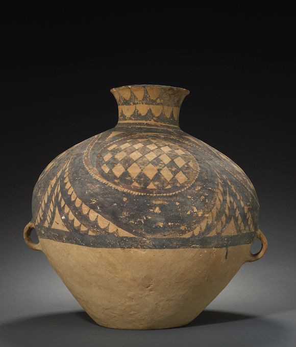 Bonhams : A Neolithic black and red painted pottery jar Majiayao ...