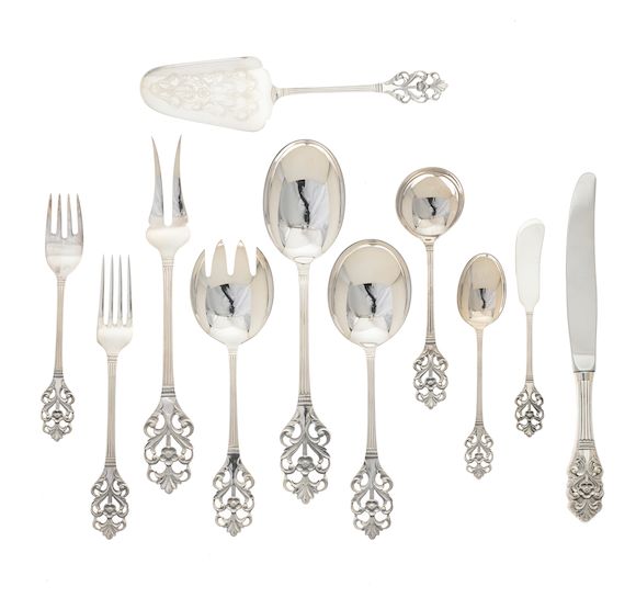 Bonhams : A Norwegian sterling silver Modernist flatware service for ...