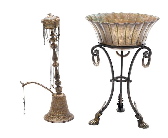 Bonhams : A Middle Eastern pierced metal hookah