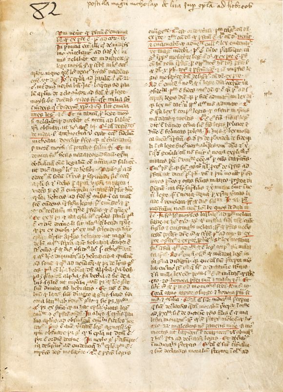 Bonhams : NICHOLAS OF LYRA. 1270-1340/1349. Latin Manuscript on vellum ...
