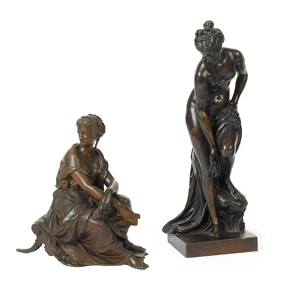 Bonhams A French Patinated Bronze Of A Classical Seated Maiden