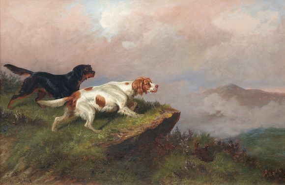Bonhams : Colin Graeme Roe (British, 1850-1910) Setters on a moor 20 x ...