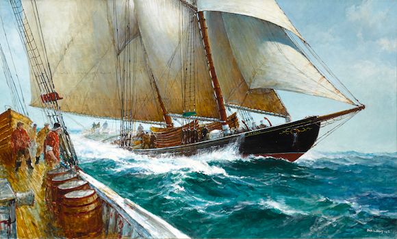 Bonhams : Jack Lorimer Gray (American, 1927-1981) Lunenburg Bound 30 x ...
