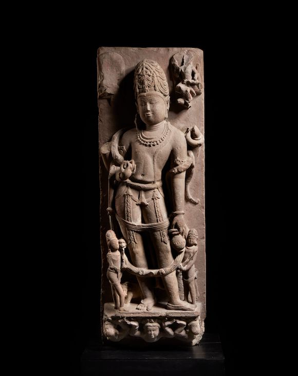 Bonhams : A sandstone stele of a dikpala Rajasthan, Kota region, 9th ...