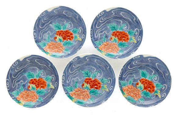 Bonhams : A rare set of five small Nabeshima dishes Edo period (1615 ...
