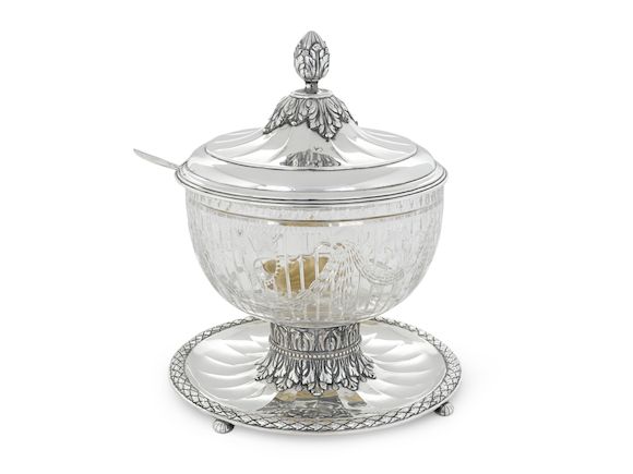 Bonhams : A German 800 standard silver and clear-glass covered punch ...