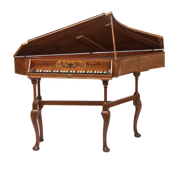 Bonhams : A Stephen Keene walnut and marquetry inlaid spinet London ...