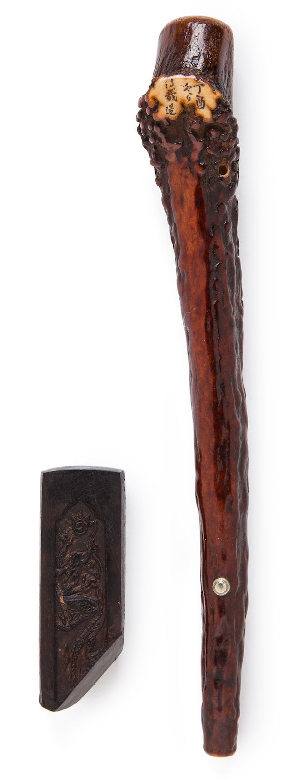 Bonhams : A yatate (portable writing set) and netsuke set By Tetsugendo ...