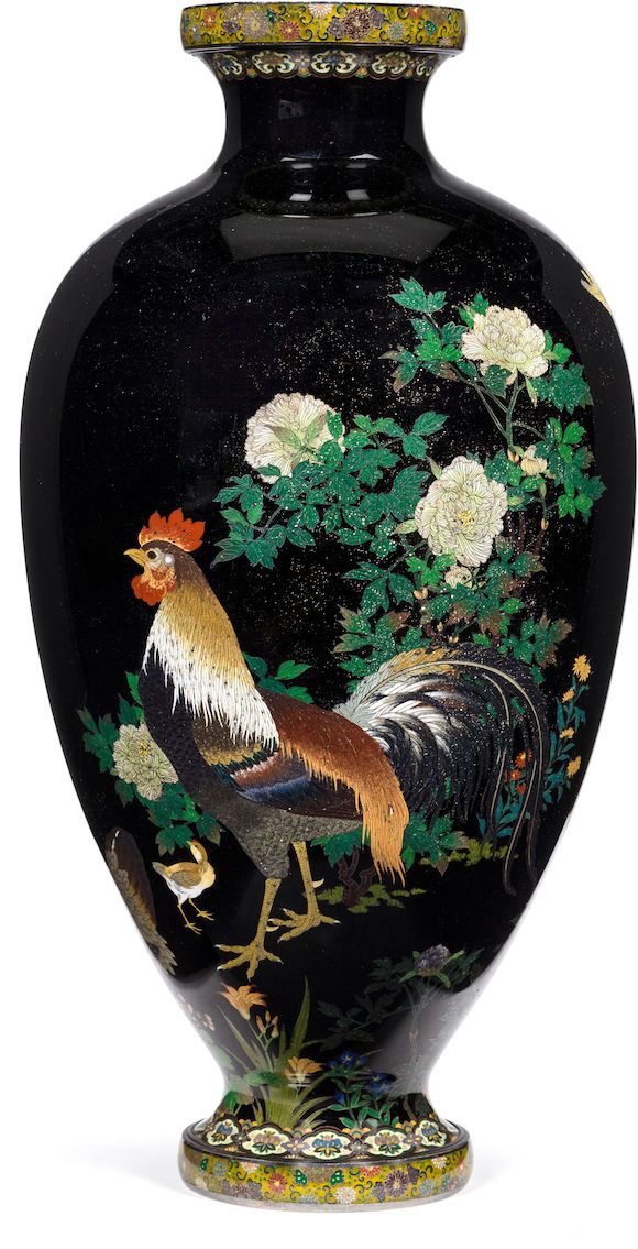 Bonhams : A fine and large cloisonné-enamel vase By the Shibata ...