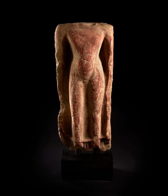 Bonhams : A large sandstone torso of Buddha Mathura, Gupta period, 5th ...