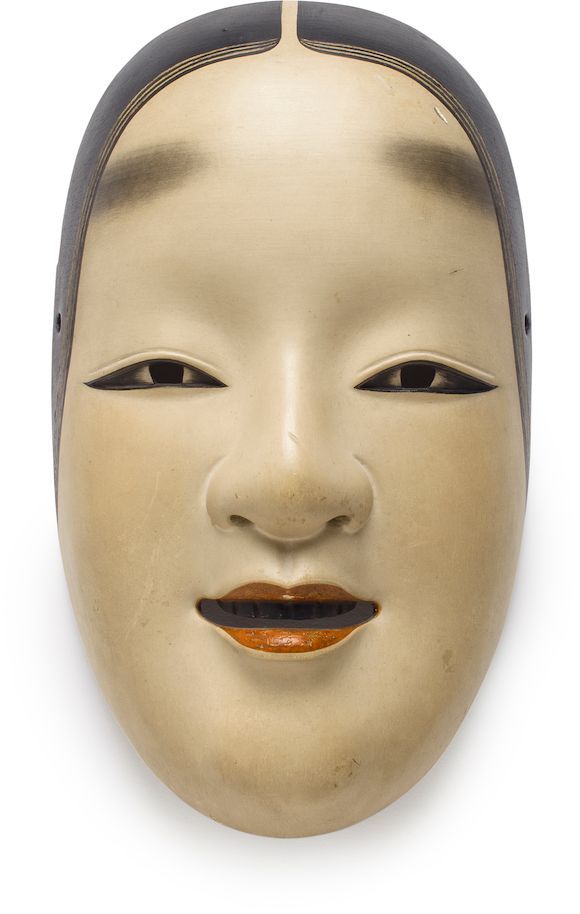 Bonhams : A mask for the Noh drama Ko-omote (young girl) Meiji (1868 ...