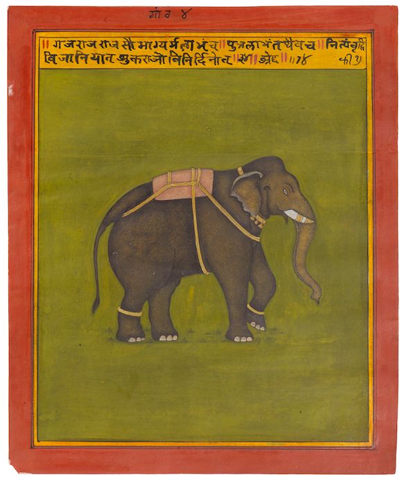 Bonhams : Folio 34 from the Mewari Sakunavali (Book of Omens):Gajaraja ...
