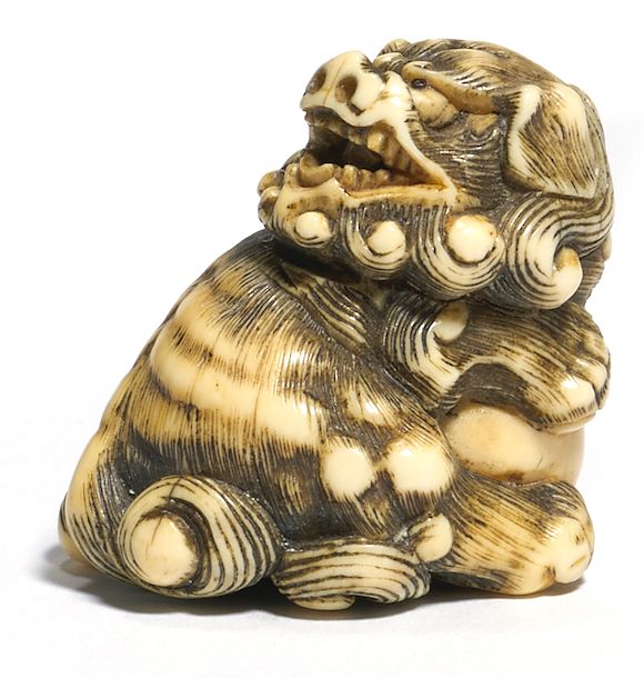 Bonhams : An ivory netsuke of a karashishi 18th century