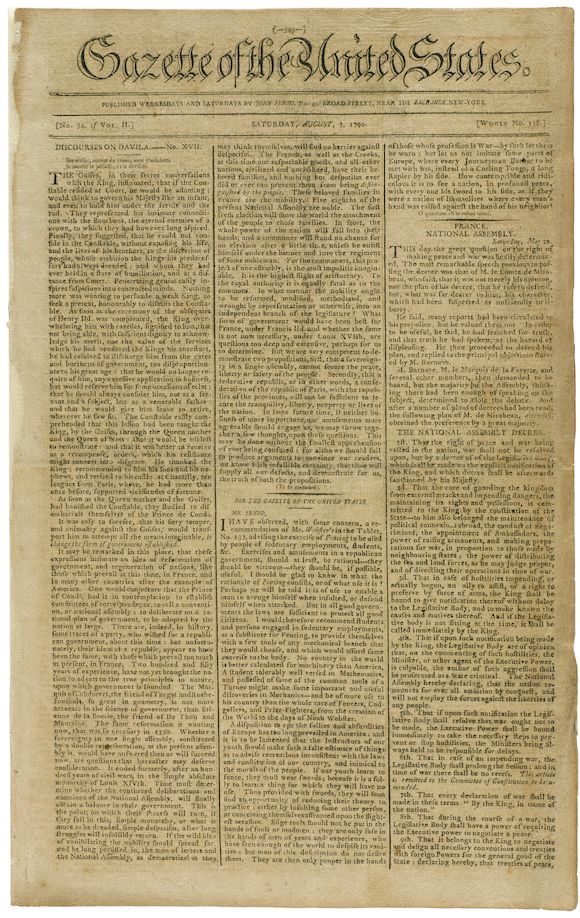 Bonhams : ASSUMPTION PLAN. HAMILTON, ALEXANDER. 1755-1804. Gazette of ...