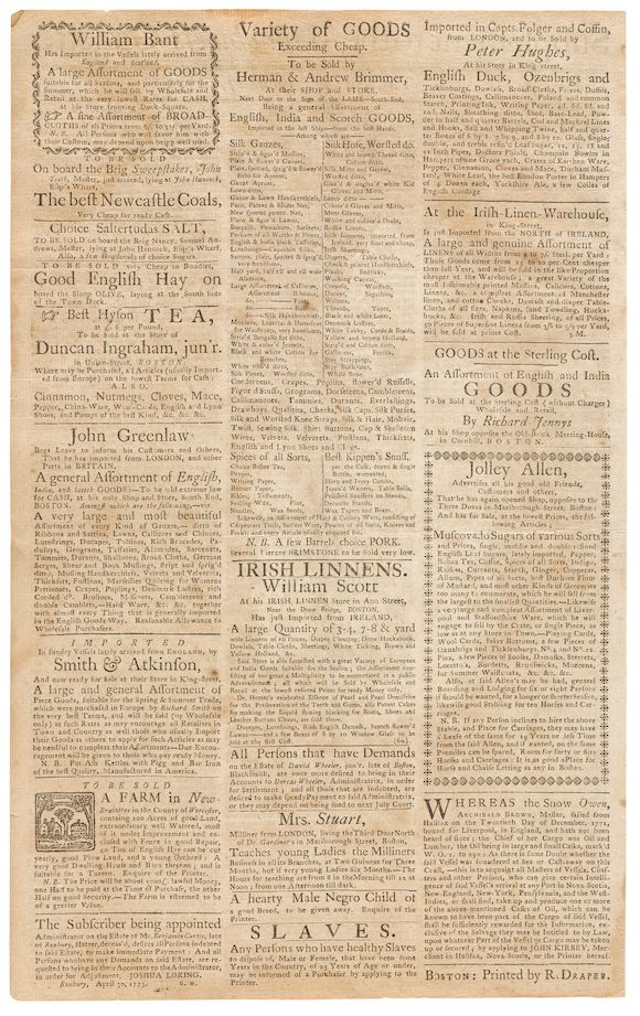 Bonhams : SLAVES BEING SOLD BY COLONIAL PRINTER. Supplement to the ...