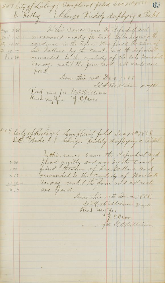 Bonhams : TEXAS COURT LEDGER. Bound manuscript court ledger, 232 pp ...
