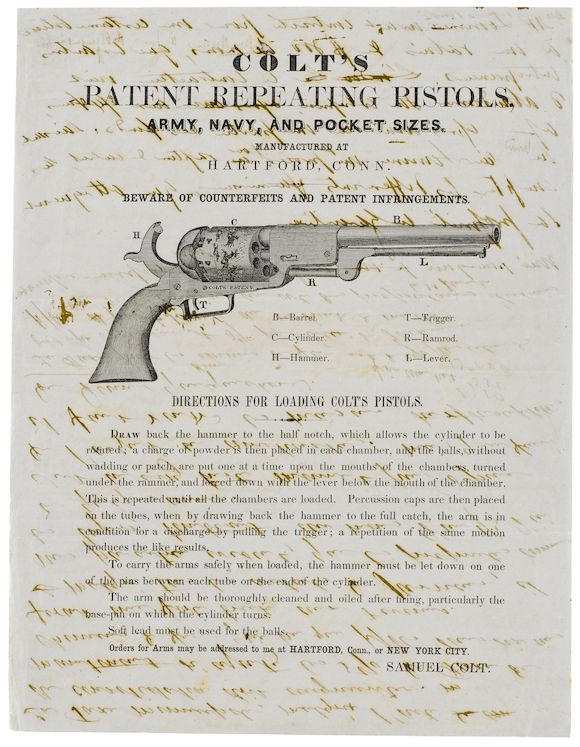 Bonhams : COLT REVOLVER BROADSIDE. Colt's Patent Repeating Pistols ...