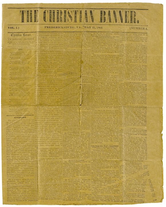 Bonhams : PRO-SLAVERY & PRO-UNION, PRINTED ON WRAPPING PAPER. The ...