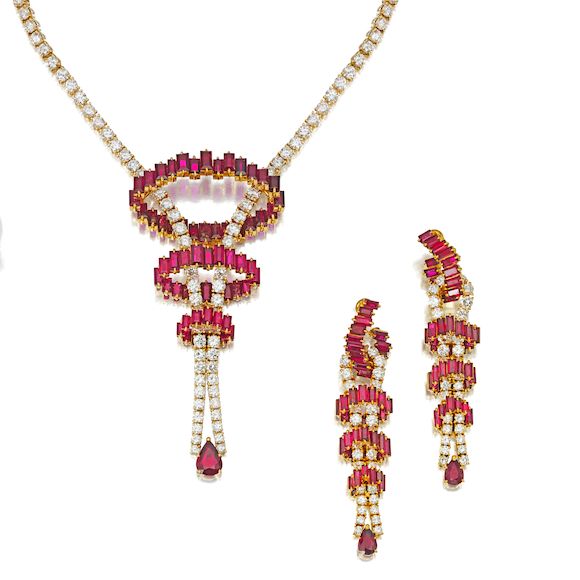 Bonhams : A diamond and ruby set, Piaget