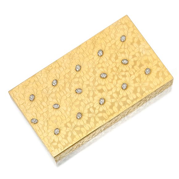 Bonhams : A diamond and 18k gold "Daisy" minaudière, Van Cleef & Arpels,