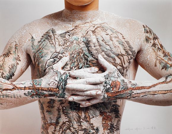 Bonhams : Huang Yan B. 1966, 黃岩 Chinese Tattoo Landscape No. 2 中國山水‧紋身之二