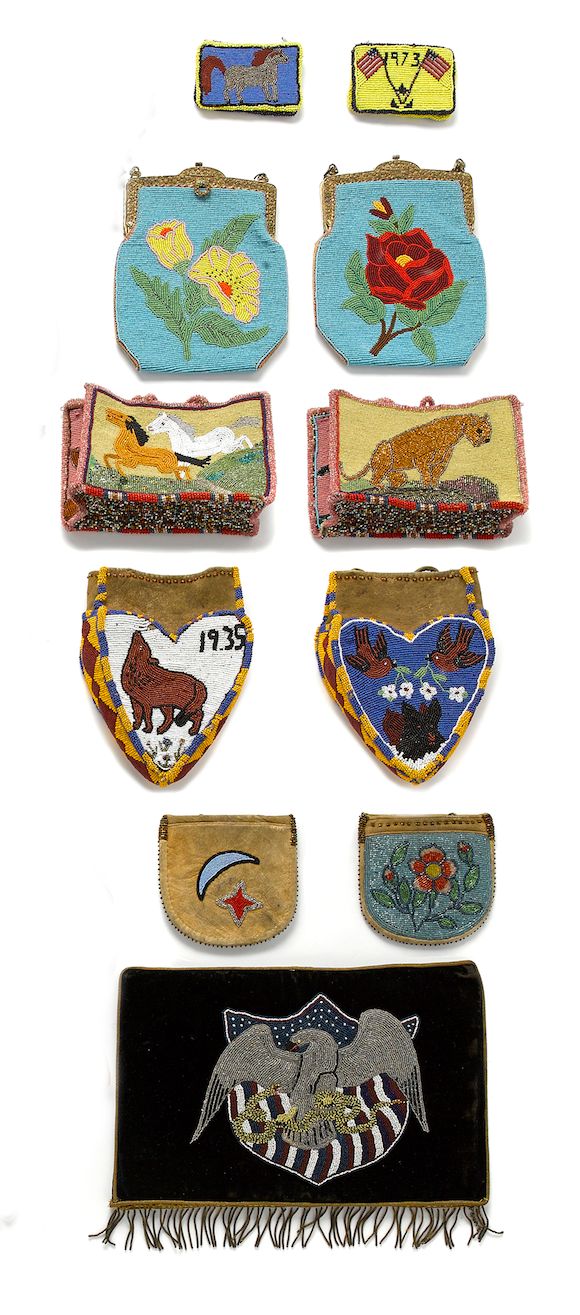 Bonhams : Six Plateau beaded items