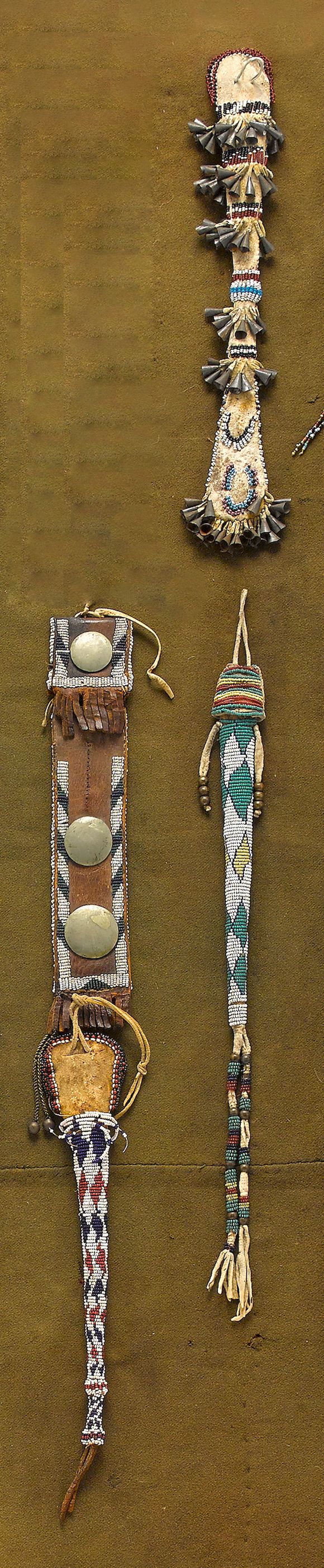 Bonhams : Four Apache beaded awl cases