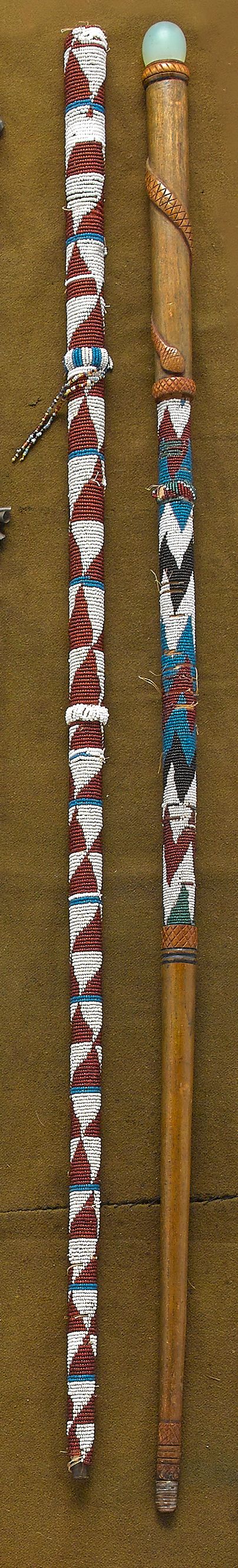Bonhams : Two Apache beaded canes