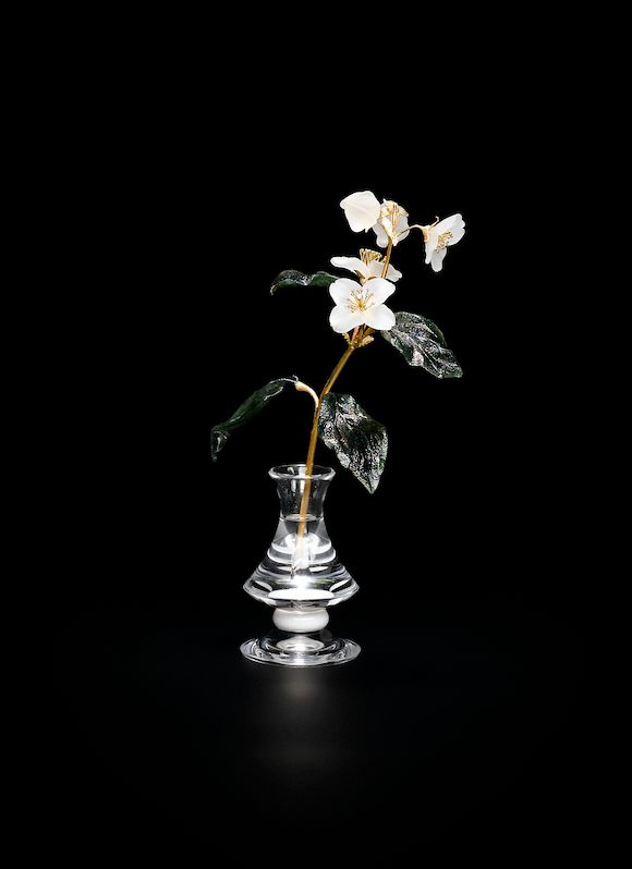 Bonhams : Carved Rock Crystal Flower Study--Jasmine