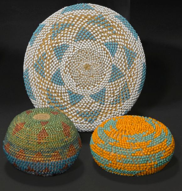 Bonhams : Three Pomo beaded baskets