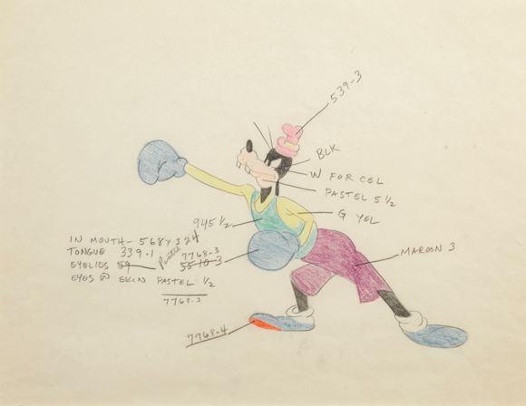 Bonhams : A color key production drawing of Goofy from The Art of Self ...