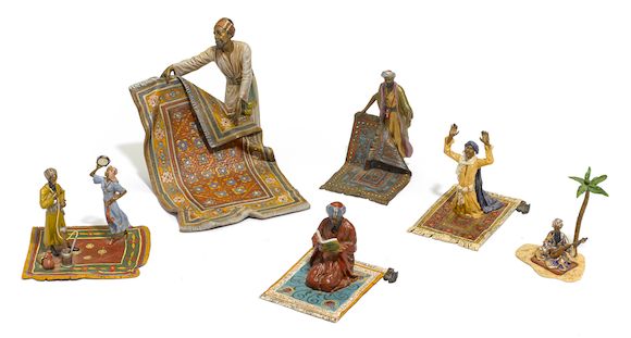 Bonhams : Six cold painted bronze Arab figures fourth quarter 20th century