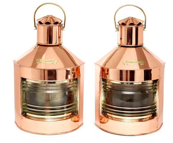 Bonhams : A pair of Port and Starboard running lights 10 x 10 x 22 in ...