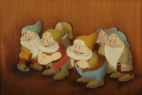 Bonhams : A celluloid of six dwarfs from Snow White and the Seven Dwarfs